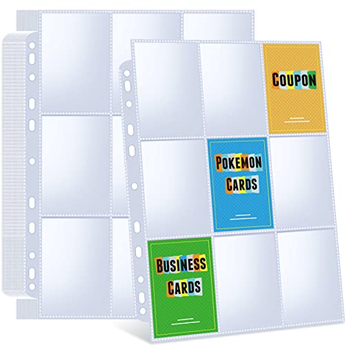 36 Pack 9 Pocket Page Protector, Sooez Trading Card Sleeves Pages Baseball Pages for 3 Ring Binder, Card Sheets for Standard Size Cards, Sport Cards, Game Cards, Business Cards