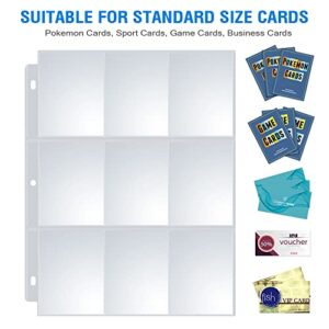 36 Pack 9 Pocket Page Protector, Sooez Trading Card Sleeves Pages Baseball Pages for 3 Ring Binder, Card Sheets for Standard Size Cards, Sport Cards, Game Cards, Business Cards