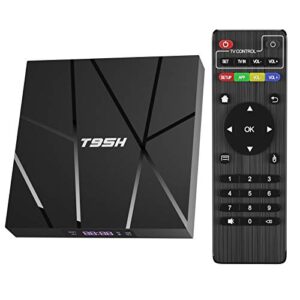 android 10.0 tv box, t95h smart tv box h616 quad-core 1gb ram 8gb rom support 2.4g wifi hdmi 3d h.265 6k hd 10/100m ethernet android box set top tv box