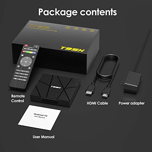 Android 10.0 TV Box, T95H Smart TV Box H616 Quad-core 1GB RAM 8GB ROM Support 2.4G WiFi HDMI 3D H.265 6K HD 10/100M Ethernet Android Box Set Top TV Box