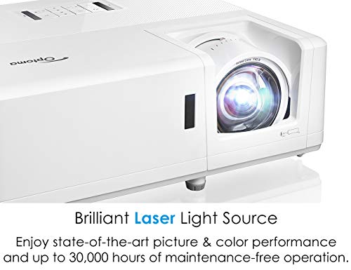 Optoma GT1090HDR Short Throw Laser Home Theater Projector | 4K HDR Input | Lamp-Free Reliable Operation 30,000 hours | Bright 4,200 lumens for Day and Night | Short Throw