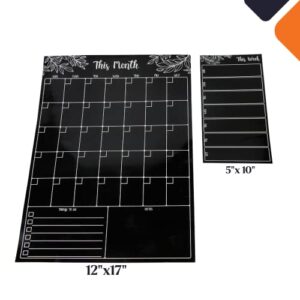 Magnetic Calendar for Fridge| 12” x 17” Monthly and 5” x 10” Weekly Reusable Planners| Magnetic Dry Erase Board Include 5 Dry Erase Markers and Eraser