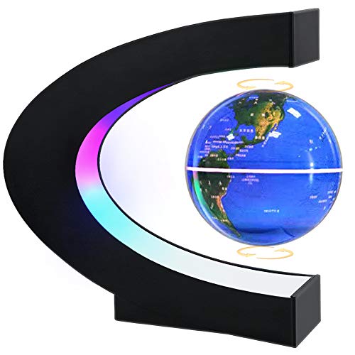 Magnetic Levitating Globe with LED Light, MOKOQI Cool Tech Gift for Men Father Boys, Birthday Gifts for Kids, Floating Globes World Desk Gadget in Office Home Decor