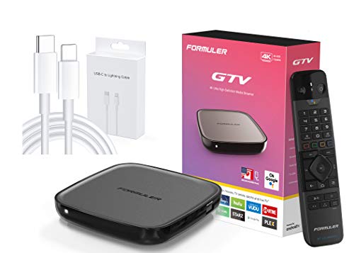 Formuler Gtv Certified Android Tv OS 9.0 with Real Bluetooth Voice Remote Control + Bonus USB Type C to Lightning Cable