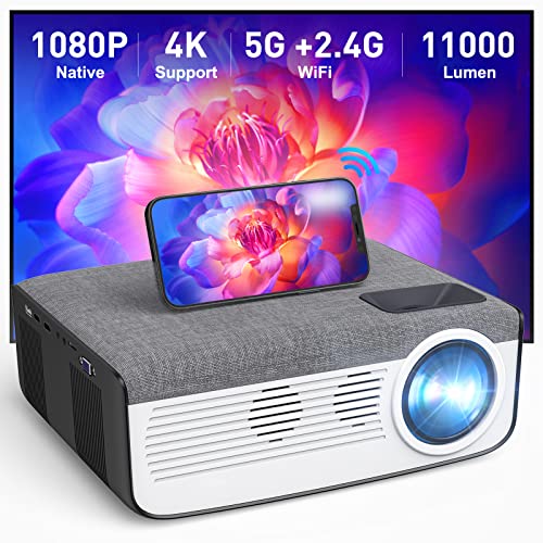 Outdoor Projector with 100" Screen, VYSER Native 1080p 8500L Bluetooth Projector 4k Supported Movie Projector 100,000 Life Hours Compatible with TV Stick