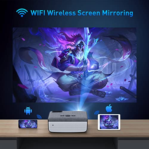 Outdoor Projector with 100" Screen, VYSER Native 1080p 8500L Bluetooth Projector 4k Supported Movie Projector 100,000 Life Hours Compatible with TV Stick