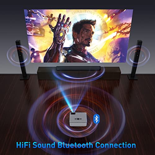 Outdoor Projector with 100" Screen, VYSER Native 1080p 8500L Bluetooth Projector 4k Supported Movie Projector 100,000 Life Hours Compatible with TV Stick