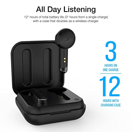 iTouch Amp Plus True Wireless Bluetooth in-Ear, HD Built-in Microphone, Signature Precision Sound, Auto On & Connect, Touch Control Earbuds with Wireless Charging Pads (Black/Gunmetal)