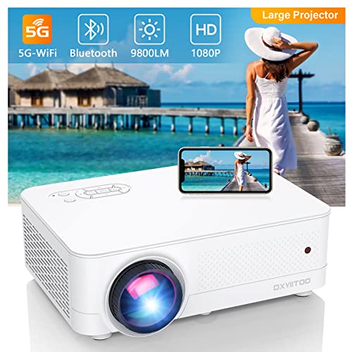 5G WiFi Bluetooth Native 1080P Projector, 16000LM 450" Display Support 4K Movie Projector, High Brightness for Home Theater and Business, Compatible with iOS/Android/TV Stick/PS4/HDMI/USB/PPT/EXCEL