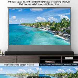 VIVIDSTORM-3D Long Focus Ambient Light Rejecting Screen Material, Motorized Floor-Rising Projection Screen,Compatible with Lumen up to 1800ANSI of Normally Projector,VSDSTALR120H-3D