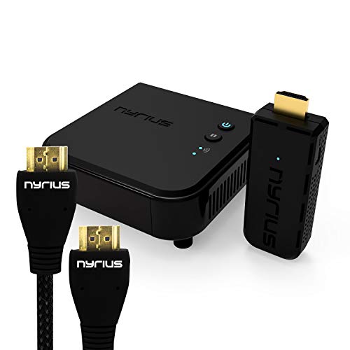 Nyrius Aries Prime Wireless Video HDMI Transmitter & Receiver for HD 1080p Video Streaming with Bonus HDMI Cable