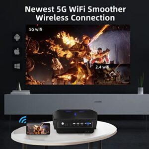 XGODY Portable Projector A4300 Native 1080P HD Projector 9200L 5G WiFi Projector Bluetooth Home Theater Video Projector with Storage Bag Remote Control Support HDMI, VGA, USB, Phone Mirror Link Black