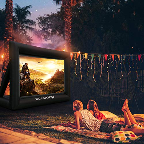 GOLDORO 16ft Inflatable Movie Screen - Projection Screen for Outdoor Parties, Outdoor Projector Screen with Blower and Portable Bag for Backyard Pool