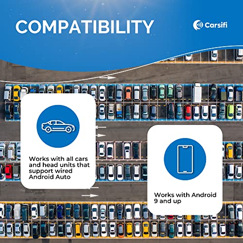 CARSIFI Wireless Android Auto Adapter for All Cars and Head Units with Wired Android Auto - Wireless Car Dongle USB Plug & Play