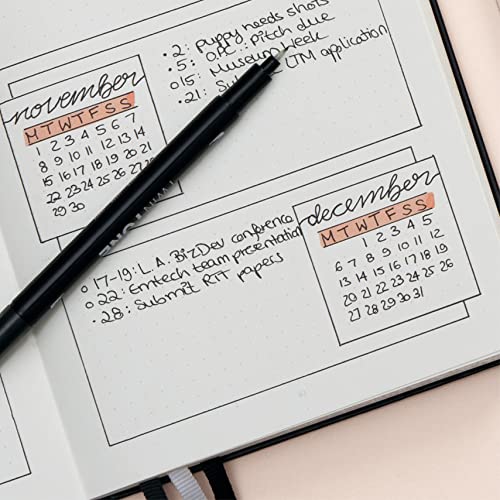 LEUCHTTURM1917 The Official Bullet Journal Edition 2 - Medium (A5) - Perfect Notebook Built for BuJo, 204 Pages of 120gsm Paper, With Bujo Pocket Guide (Black)