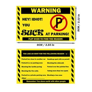 You Parked Like an Idiot Cards - 100 Pack Business Cards Writable Bad Parking Cards 3.54" x 2.12" Multi Violation Reasons (Yellow)