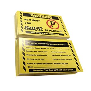 You Parked Like an Idiot Cards - 100 Pack Business Cards Writable Bad Parking Cards 3.54" x 2.12" Multi Violation Reasons (Yellow)