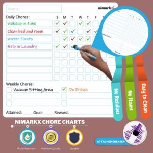 NIMARKX Magnetic Chore Chart Bundle for Multiple Kids: Customizable 2 Reward Charts, 1 to-Do List, 6 Dry Erase Markers - Impart Responsibility to Family Teen Toddler & Adults with Behavior Board