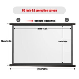 LISSY Outdoor Projector Screen Pull Down, 60 Inch Manual Portable Projector Screen, Wall/Ceiling Mounted Movie Screen, HD Projection Screen 16:9 Format (Size : 60inch-4:3)