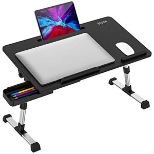 besign lt06 pro adjustable latop table [large size], portable standing bed desk, foldable sofa breakfast tray, notebook computer stand for reading and writing, black