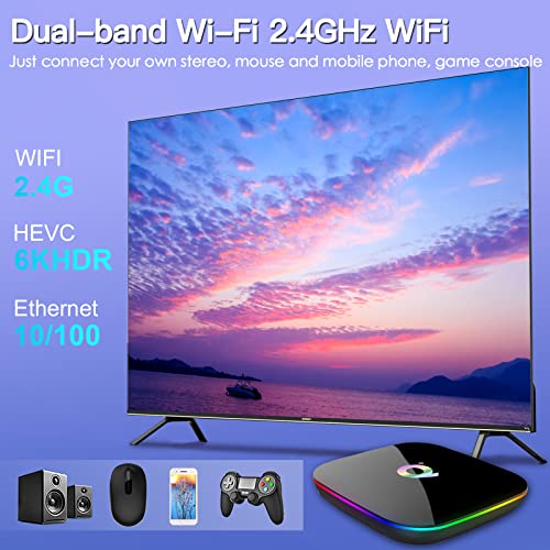 Android 10.0 TV Box 2GB RAM 16GB ROM with H616 Chip Quad-core Android TV Box Supports 2.4GHzWiFi/100M LAN/6K 3D Ultra Clear/H.265 Decoding/USB2.0 Android Box Smart TV Boxes