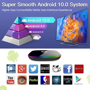 Android 10.0 TV Box 2GB RAM 16GB ROM with H616 Chip Quad-core Android TV Box Supports 2.4GHzWiFi/100M LAN/6K 3D Ultra Clear/H.265 Decoding/USB2.0 Android Box Smart TV Boxes