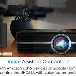 Optoma UHD51A 4K UHD Smart Home Theater Projector, Works with Amazon Alexa & Google Assistant