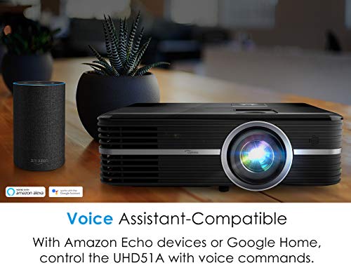 Optoma UHD51A 4K UHD Smart Home Theater Projector, Works with Amazon Alexa & Google Assistant