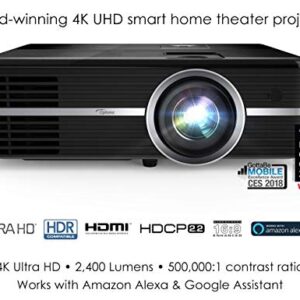 Optoma UHD51A 4K UHD Smart Home Theater Projector, Works with Amazon Alexa & Google Assistant