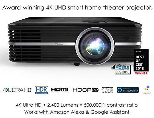 Optoma UHD51A 4K UHD Smart Home Theater Projector, Works with Amazon Alexa & Google Assistant