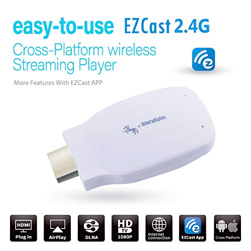 EZCast 2.4G WiFi Display Dongle, 1080P HDMI Streaming Video Receiver for TV/Projector/Monitor/HDMI Device, Compatible with iOS/Android/Windows, Support Miracast/DLNA/Airplay