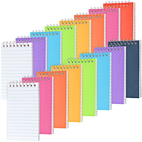 EOOUT 16 Pack Small Notebooks 3x5, Spiral Notepads Pocket Notebook, Memo Pads, 8 Colors, 50 Sheets Per Notebook for Home, Office, School, Gifts