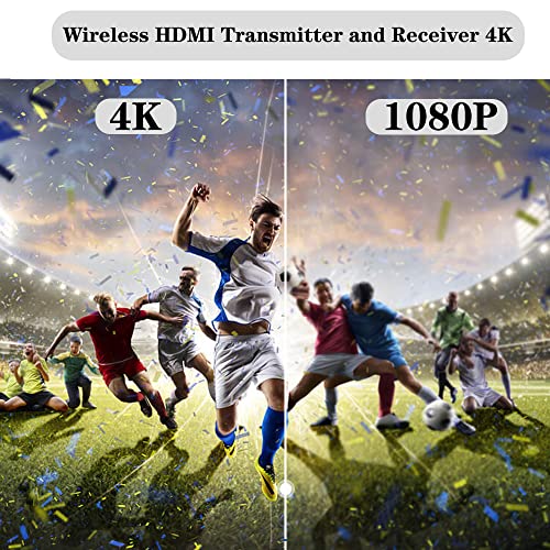 HPDFCU Wireless HDMI Transmitter and Receiver,Wireless HDMI 4k Extender Kit, HDMI Adapter Support 4K@30Hz, Support 2.4/5GHz Player Streaming Video/Audio from Laptop,PC,Phone to HDTV/Projector/Monitor