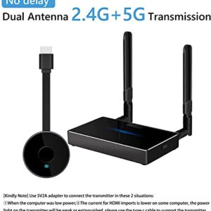 HPDFCU Wireless HDMI Transmitter and Receiver,Wireless HDMI 4k Extender Kit, HDMI Adapter Support 4K@30Hz, Support 2.4/5GHz Player Streaming Video/Audio from Laptop,PC,Phone to HDTV/Projector/Monitor