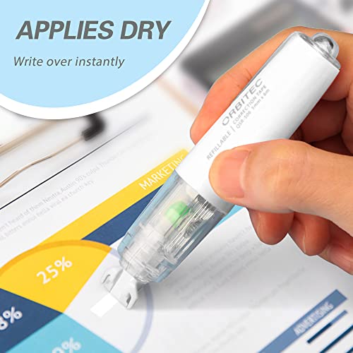 BITOSEE Refillable Retractable Quick Dry White Out Correction Tape,Mini Small Japan Aesthetic Cute White Out, with Easy to Use Kawaii Pen Shaped Applicator,for School Office Students Kids Supplies.