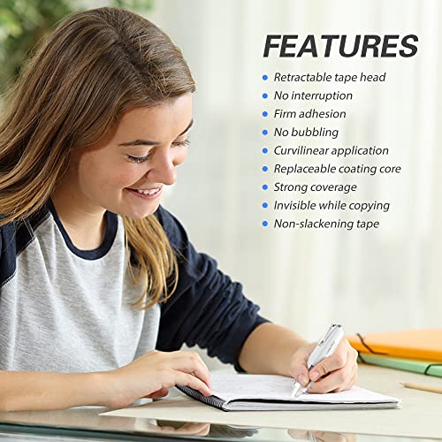 BITOSEE Refillable Retractable Quick Dry White Out Correction Tape,Mini Small Japan Aesthetic Cute White Out, with Easy to Use Kawaii Pen Shaped Applicator,for School Office Students Kids Supplies.