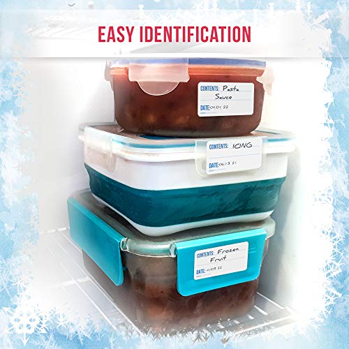 MESS Dissolvable Freezer Labels - 500 Removable Food Container Labels - Blank Labels for Food Containers - Dissolvable Food Labels Stickers -Freezer Tape - Bottle Labels, Jars Food Storage Labels 1x2"