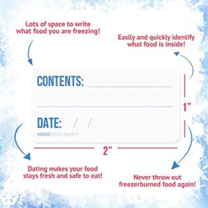 MESS Dissolvable Freezer Labels - 500 Removable Food Container Labels - Blank Labels for Food Containers - Dissolvable Food Labels Stickers -Freezer Tape - Bottle Labels, Jars Food Storage Labels 1x2"