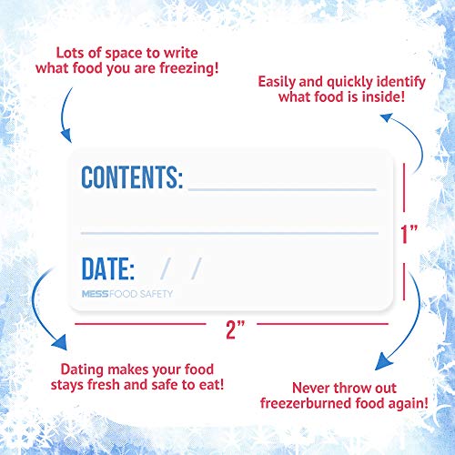 MESS Dissolvable Freezer Labels - 500 Removable Food Container Labels - Blank Labels for Food Containers - Dissolvable Food Labels Stickers -Freezer Tape - Bottle Labels, Jars Food Storage Labels 1x2"