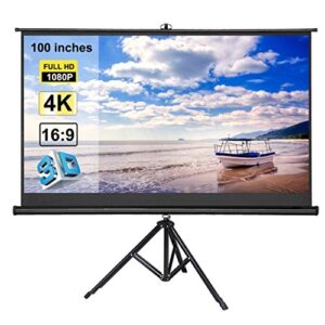 LIRUXUN Projector Screen 72 100 Inches Tripod Stand 16:9 Portable Projection Screen 4K 3D Movies Screen for Home Office Indoor Outdoor (Size : 100 inch)