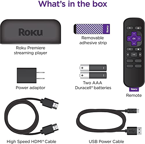 Roku Premiere Streaming Media Player HD/4K/HDR Simple Remote and Premium HDMI Cable, Black & Bundle Swanky Cables HDMI Cable, 3920R