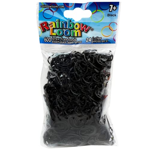 Rainbow Loom® Black Rubber Bands with 24 C-Clips (600 Count)