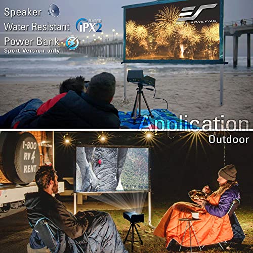 Elite Screens Yard Master UST Lite Bundle 90 inch Portable Outdoor Projector Screen with IPX2 Water Resistant Ultra Short Throw (UST) Projector Folding Movie Indoor Projection Screen OMS90MGL