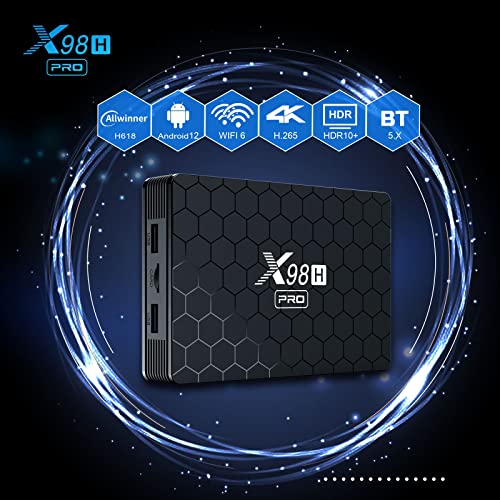 Android TV Box 12.0, X98H PRO Android TV Box 1000M LAN Ethernet, Android Box 4GB RAM 32GB ROM with H618/4K/3D/H.265/BT 5.0 Smart Android Box with Wireless Keyboard