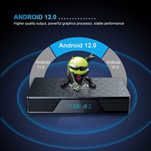 Android TV Box 12.0, X98H PRO Android TV Box 1000M LAN Ethernet, Android Box 4GB RAM 32GB ROM with H618/4K/3D/H.265/BT 5.0 Smart Android Box with Wireless Keyboard