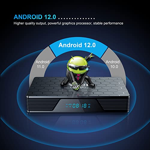 Android TV Box 12.0, X98H PRO Android TV Box 1000M LAN Ethernet, Android Box 4GB RAM 32GB ROM with H618/4K/3D/H.265/BT 5.0 Smart Android Box with Wireless Keyboard