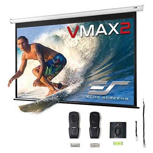 Elite Screens VMAX2, 120-inch 16:9, Wall Ceiling Electric Motorized Drop Down HD Projection Projector Screen, VMAX120XWH2