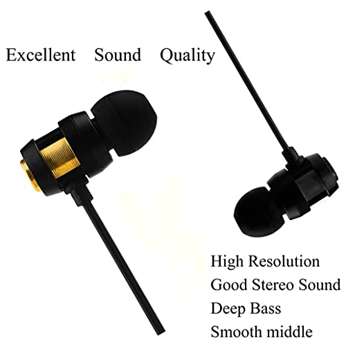 Wired Earbuds Headphones with Microphone 2 Pack Ear Buds Earphones Volume Control (Black Gold)