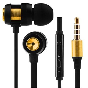 Wired Earbuds Headphones with Microphone 2 Pack Ear Buds Earphones Volume Control (Black Gold)