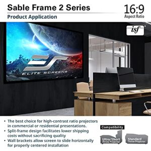 Elite Screens Sable Frame 2 Series, 180-inch Diagonal 16:9, Active 3D 4K Ultra HD Ready Fixed Frame Home Theater Movie Office Presentations Indoor Front Projection Projector Screen, ER180WH2, Black